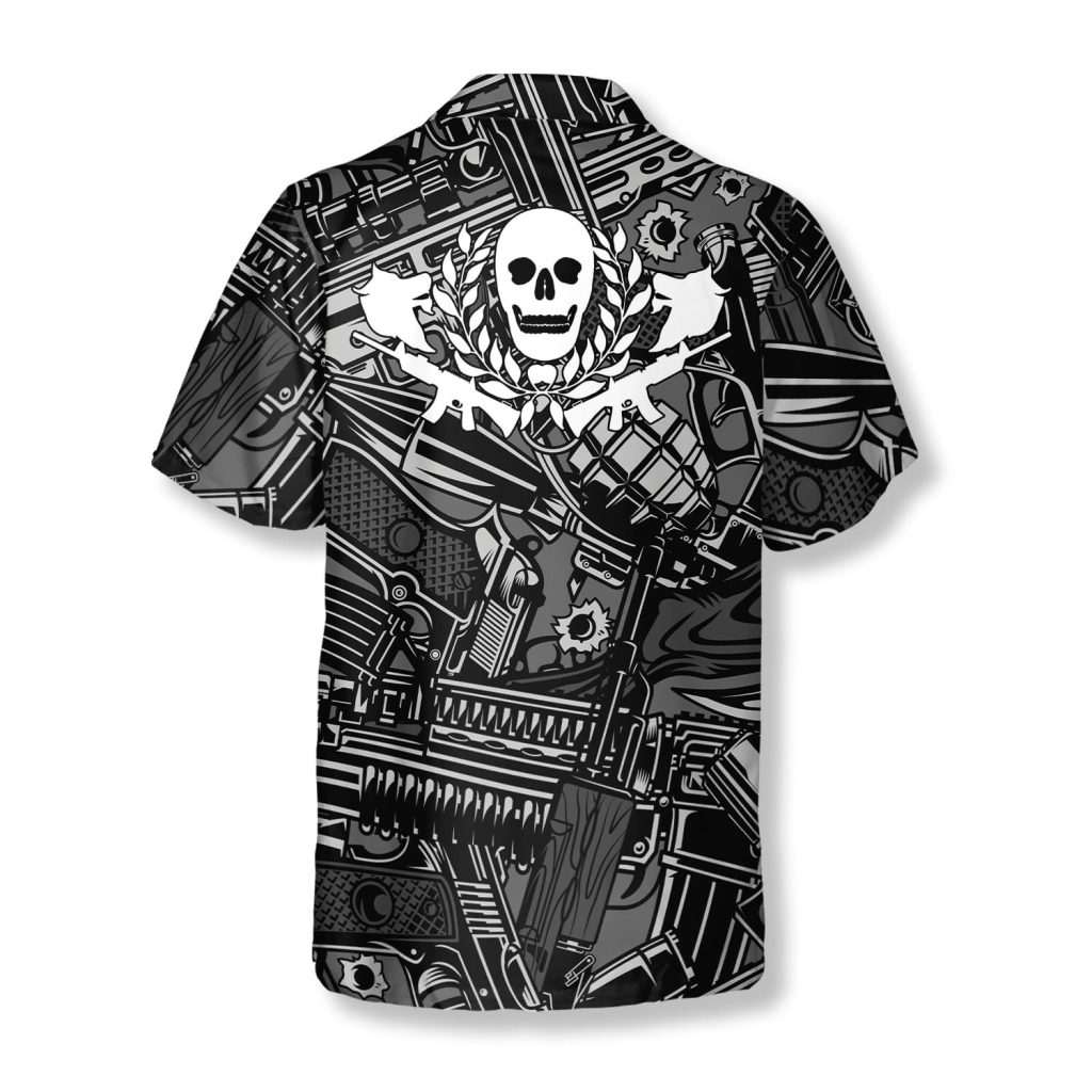 Military Weapons Skull Gun Hawaiian Shirts For Men - Primesty