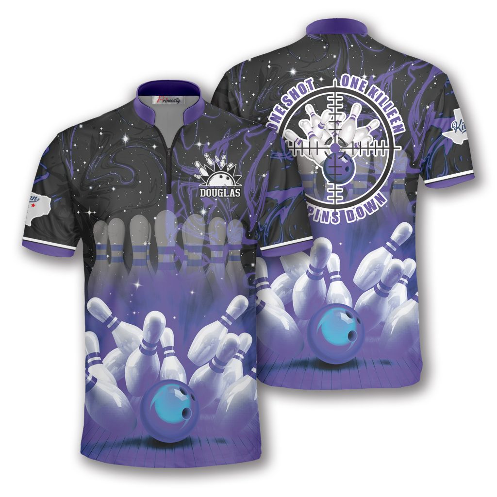 One Shot One Killeen 10 Pins Down Custom Bowling Jerseys For Men - Primesty