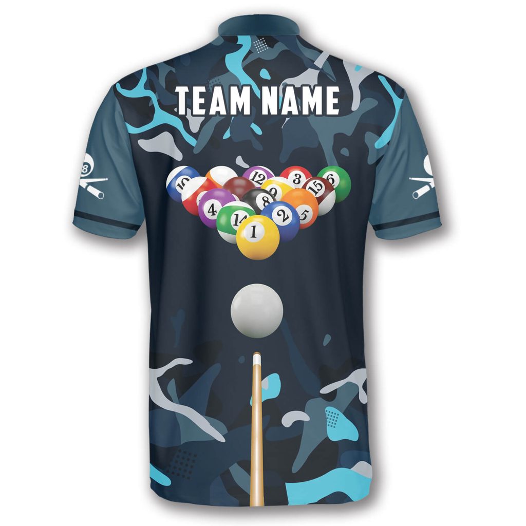 Abstract Blue Camo Custom Billiard Jerseys for Men - Primesty