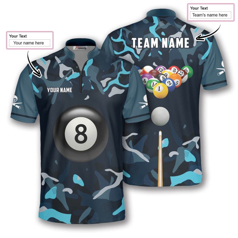 Abstract Blue Camo Custom Billiard Jerseys for Men - Primesty