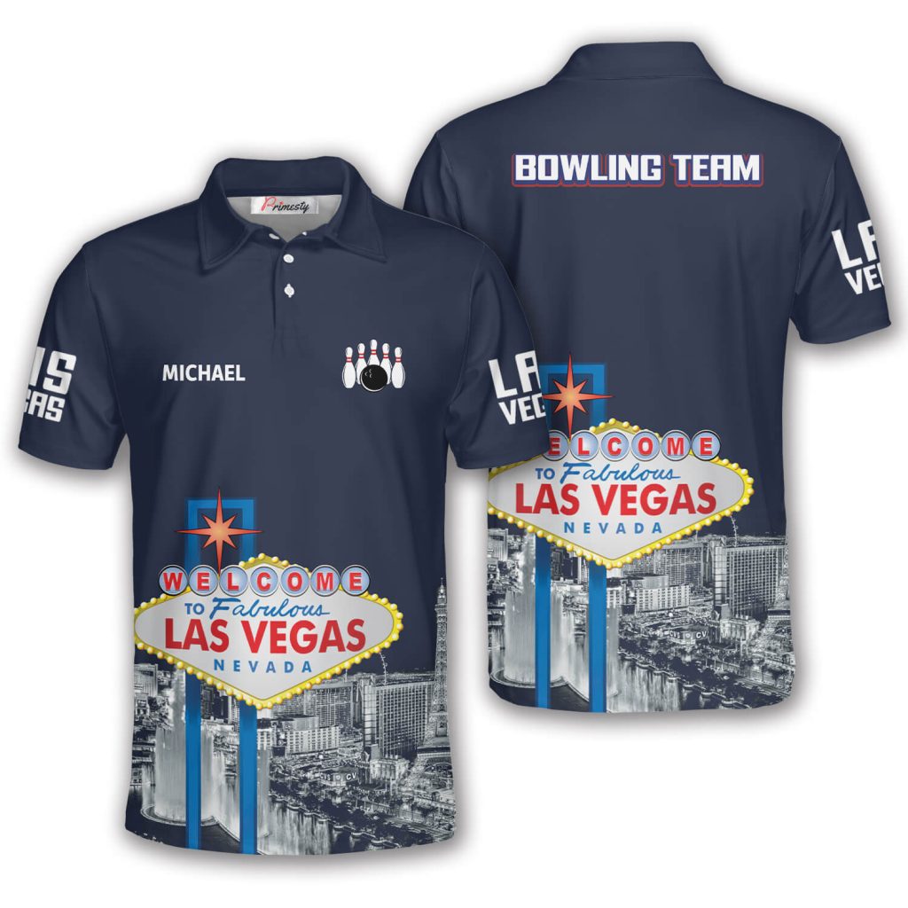 Las Vegas City Skyline Custom Bowling Shirts for Men - Primesty