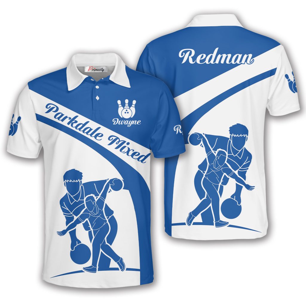 Blue and White Parkdale Mixed Bowling Jersey for Men and Women (Dwayne) - Primesty